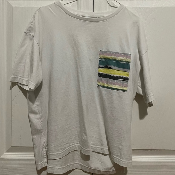 Uniqlo | Tops | Basic White Tee With Colorful Pocket | Poshmark